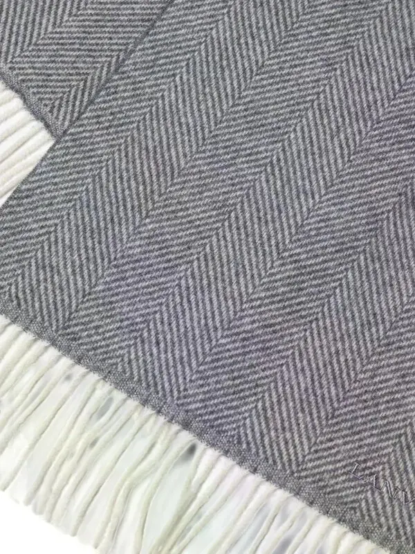 LANVIN Herringbone Fringe-trim Scarf