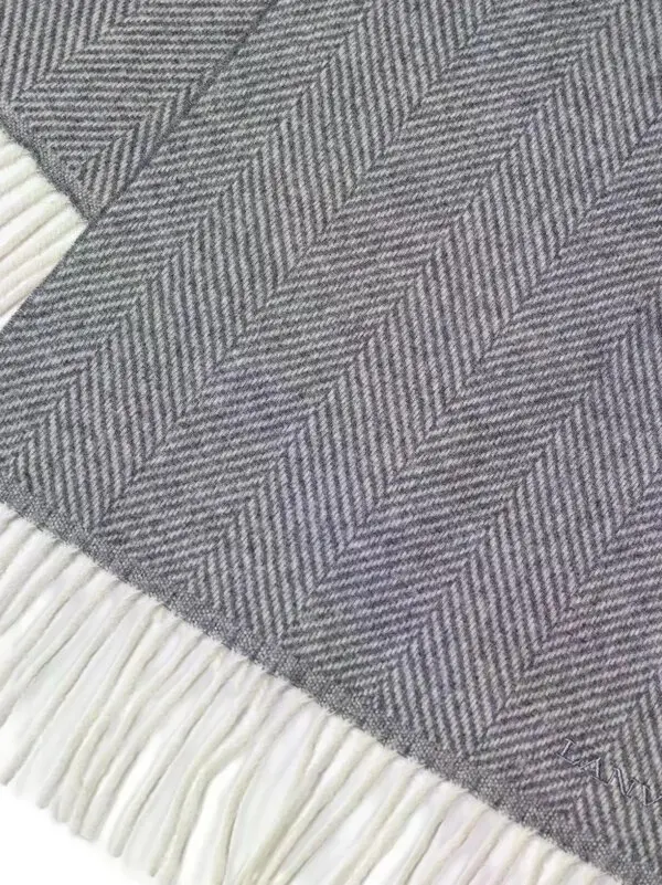LANVIN Herringbone Fringe-trim Scarf
