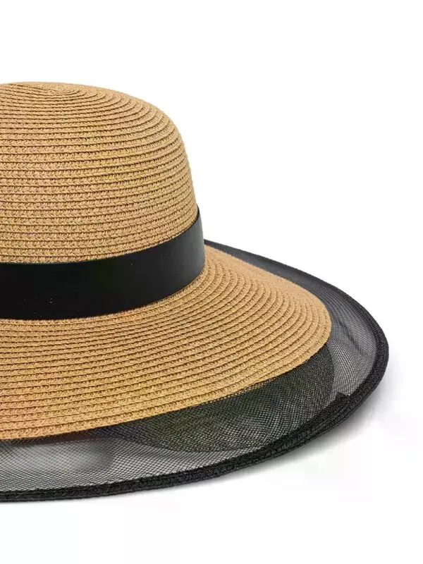 Patrizia Pepe Wide Brim Hat With Mesh Trim