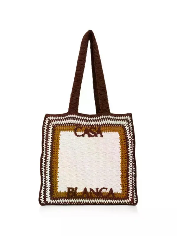 Casablanca Crochet-knit Cotton Tote Bag - Brown
