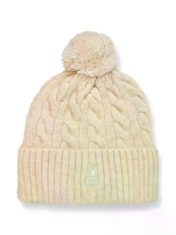 KANGOL Cable Knit Pompom Beanie Hat - Neutrals