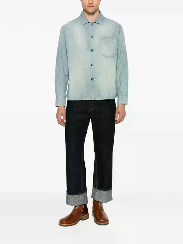 JW Anderson Chambray Logo-patch Chest-pocket Cotton Shirt