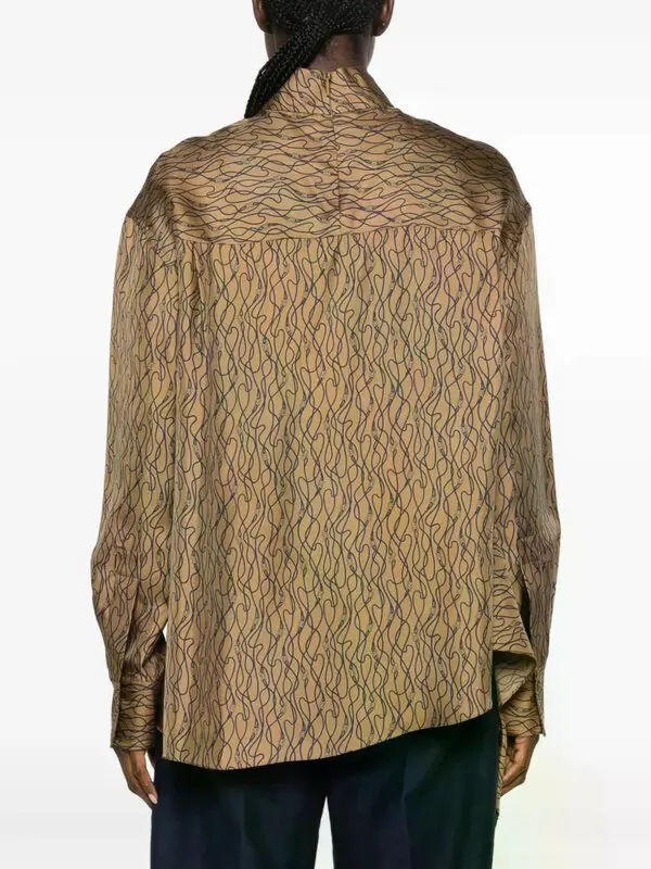 FERRAGAMO Graphic-print Asymmetric Blouse - Neutrals