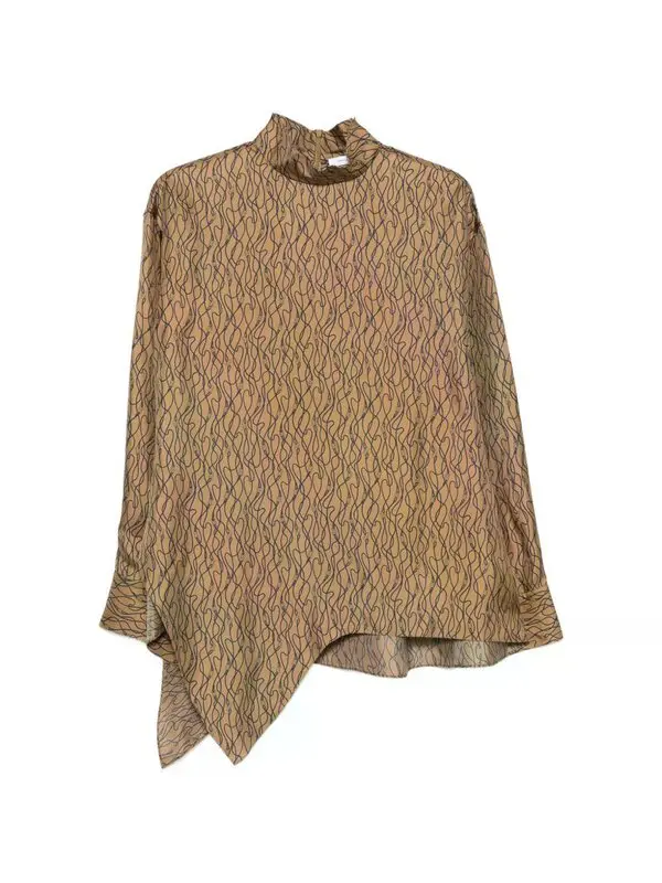 FERRAGAMO Graphic-print Asymmetric Blouse - Neutrals