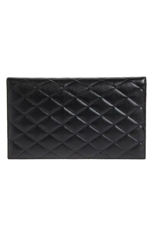 Saint Laurent Diamond Quilted Grain De Poudre Leather Envelope Pouch