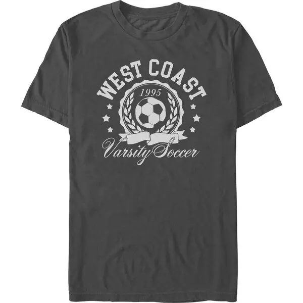 LOST GODS West Coast Varsity Soccer Short Sleeve Graphic T-shirt - Charcoal