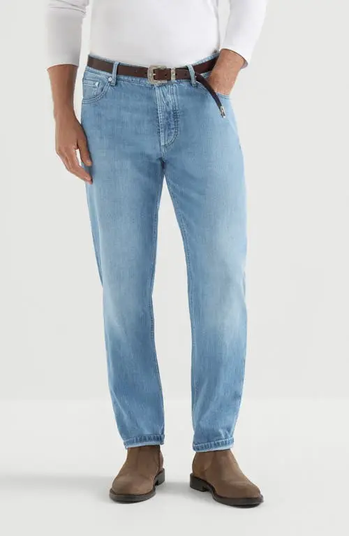 Brunello Cucinelli Lightweight Denim Traditional Fit Five-pocket Trousers - Light Denim