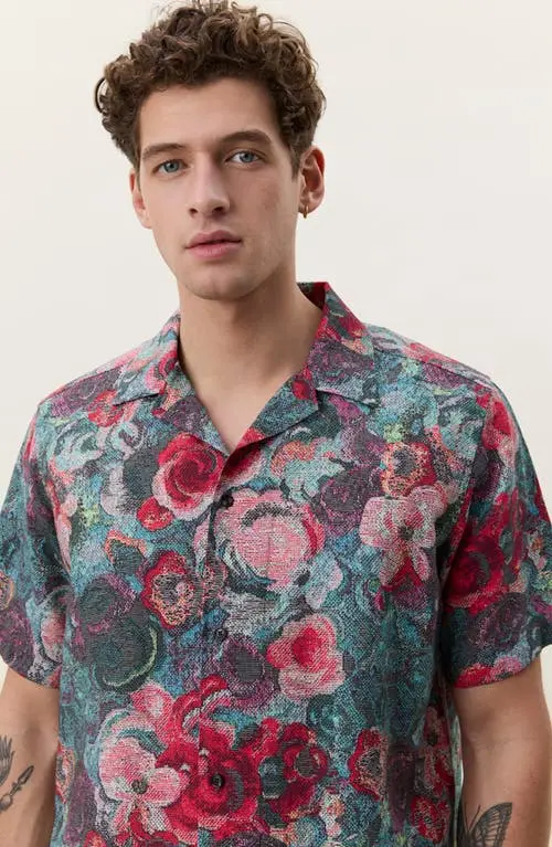 LES DEUX Bouquet Floral Jacquard Camp Shirt