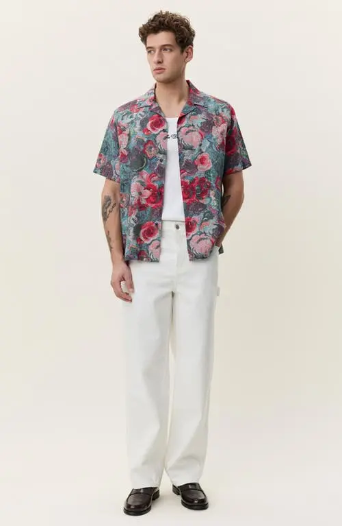 LES DEUX Bouquet Floral Jacquard Camp Shirt