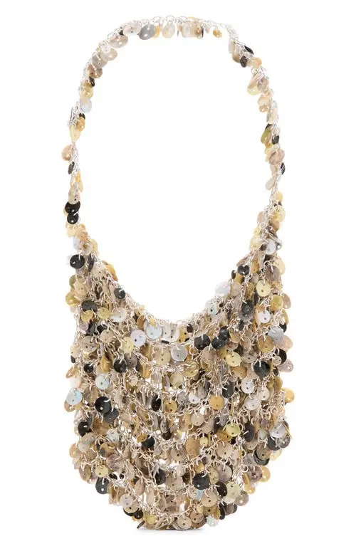 Mango Disc Detail Chain Shoulder Bag - Silver