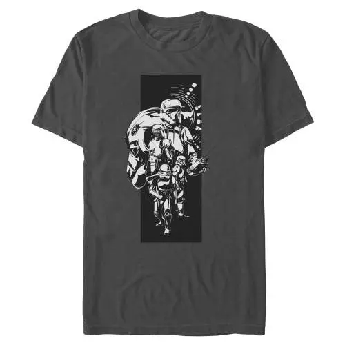 STAR WARS: THE MANDALORIAN AND GROGU Classic Imperial Troopers Short Sleeve Graphic T-shirt - Charcoal