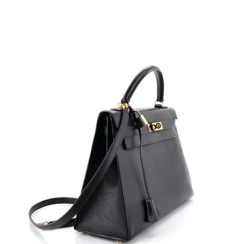 Hermès Kelly Handbag Black Ardennes With Gold Hardware 32