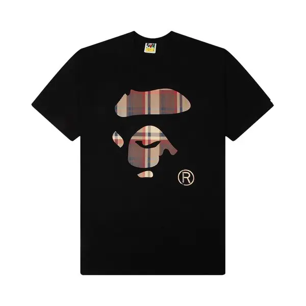 A BATHING APE Check Ape Face Tee /red