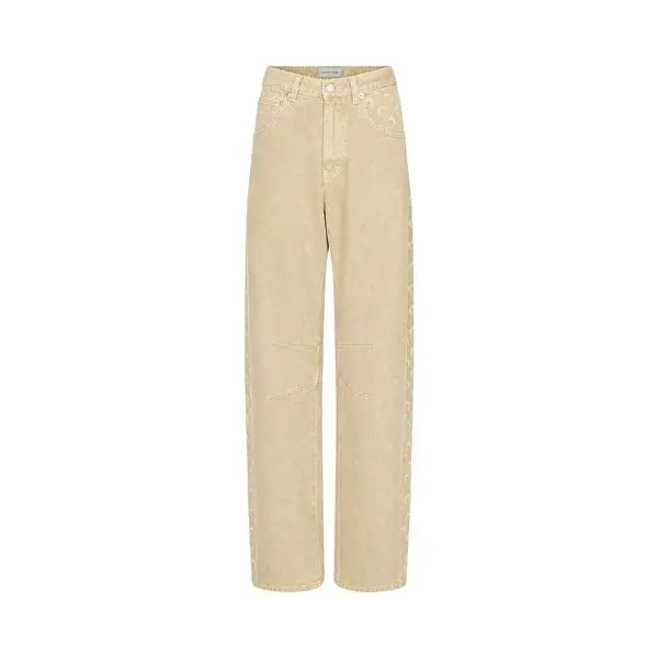 MARINE SERRE Faded Moon Denim Barrel Jeans 'dark Beige