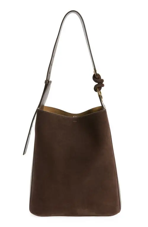 ANYA HINDMARCH Suede Shoulder Bag With Knotted Detail - Truffle