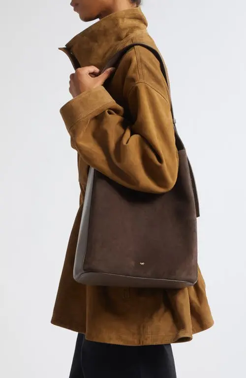 ANYA HINDMARCH Suede Shoulder Bag With Knotted Detail - Truffle