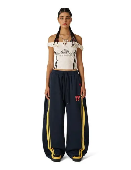 AELFRIC EDEN Stripe Baggy Barrel Sweatpants - Dark Blue