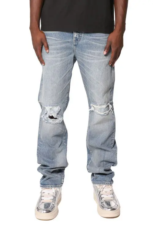 PURPLE BRAND Sun Faded Hickory Ripped Relaxed Fit Jeans - Light Indigo