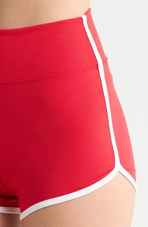 Year Of Ours High Waist Sporty Shorts - Cherry/white