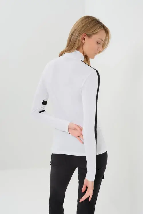 Anatomie Stacey Sport Zip-up Top With Stripes - White/black