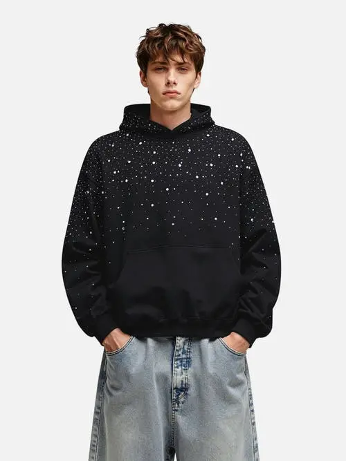 AELFRIC EDEN Rhinestone Pullover Hoodie - Black