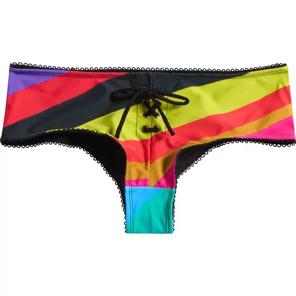 JADED LONDON Freda Stripe Lace-up Bikini Bottoms - Multi