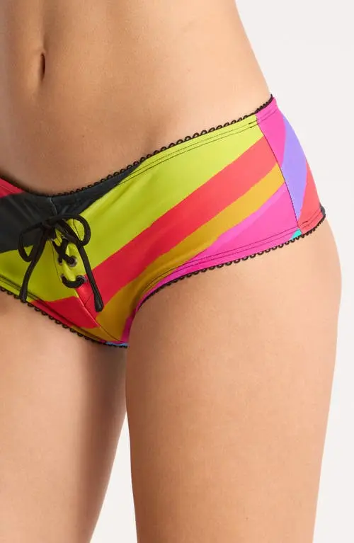 JADED LONDON Striped Lace-up Bikini Bottoms
