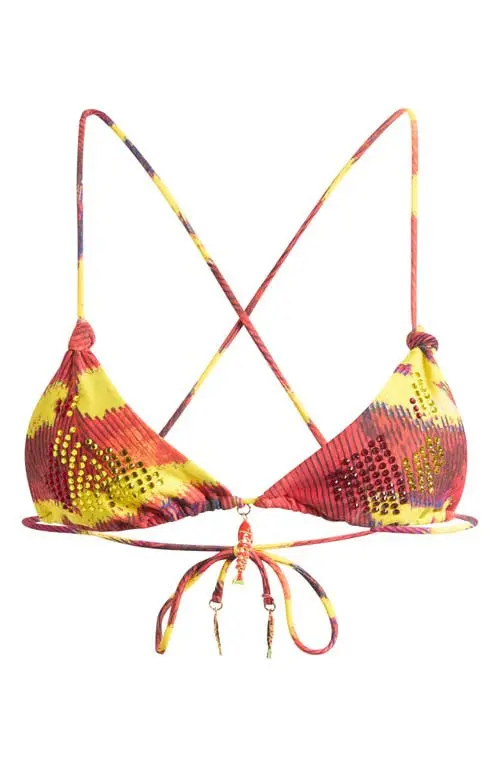JADED LONDON Diamante Crystal Embellished Fish Charm Bikini Top