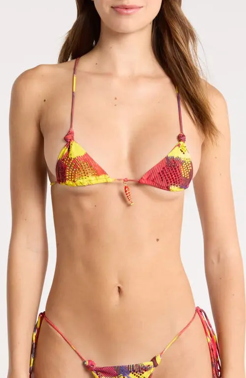 JADED LONDON Embellished Triangle Bikini Top With Fish Charm - Multi