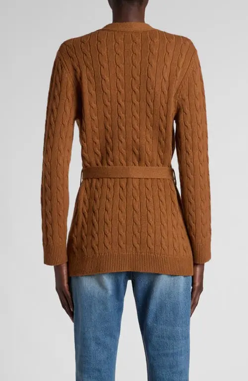 Valentino Garavani Belted Cable Stitch Cashmere Cardigan