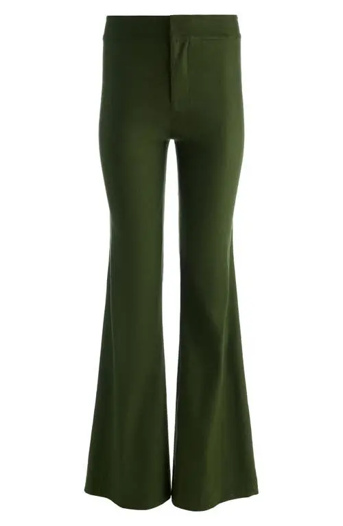 Alice + Olivia Andrew Linen Blend Bootcut Pants - Dark Fern