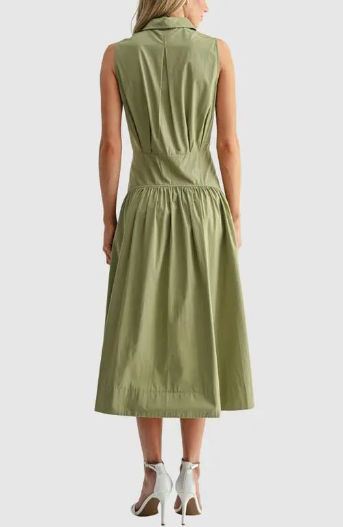 QUINCY MAE Sleeveless Drop Waist Midi Shirtdress
