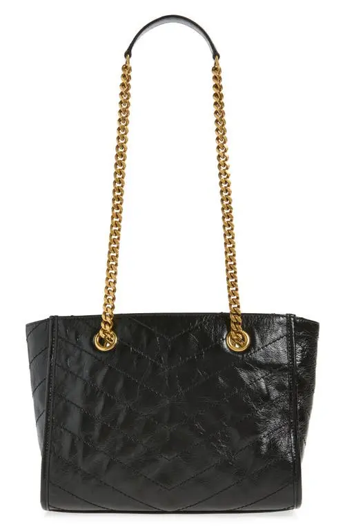 Saint Laurent Small Niki Matelassé Leather Shopping Tote - Black
