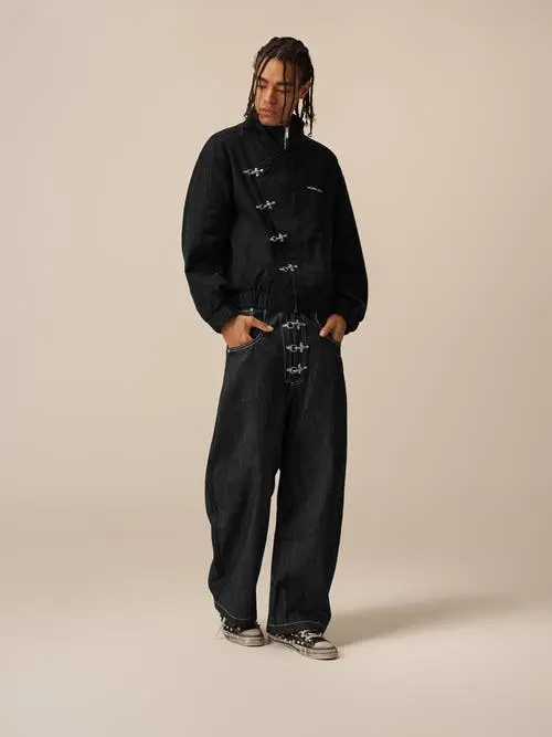 AELFRIC EDEN Boxy Fireman Clasp Jacket - Black