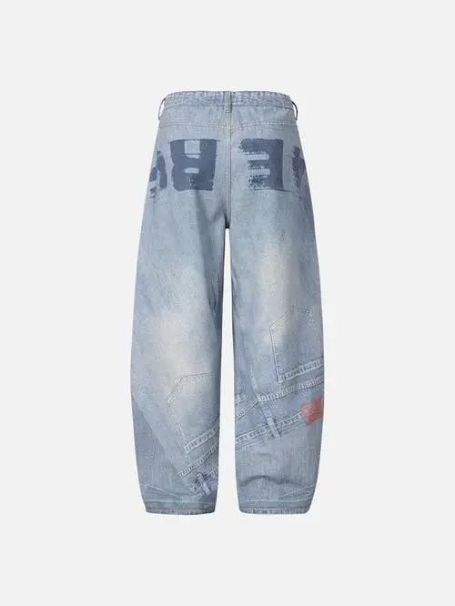 AELFRIC EDEN Inverted Graphic Baggy Barrel Jeans