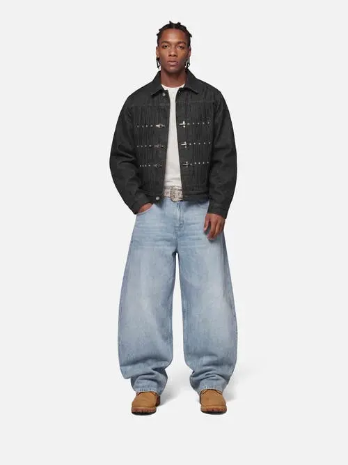 AELFRIC EDEN Inverted Graphic Baggy Barrel Jeans - Blue