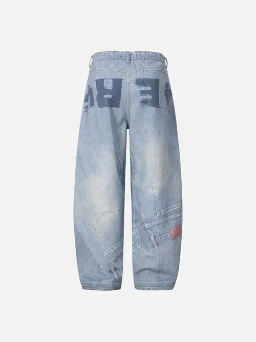 AELFRIC EDEN Inverted Graphic Baggy Barrel Jeans