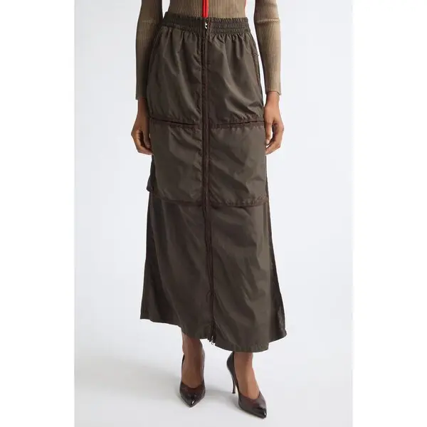DIESEL® O-hyton Maxi Skirt With Two-way Zipper And Pockets - Brown