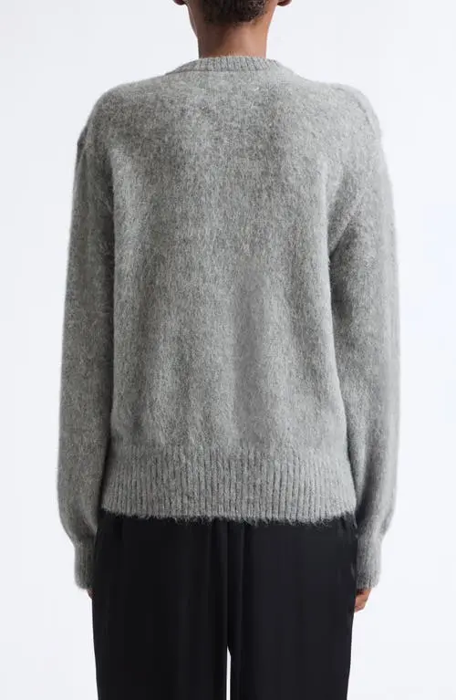 MAISON MARGIELA Floral Alpaca & Wool Blend V-neck Sweater - Grey/ecru/burgundy