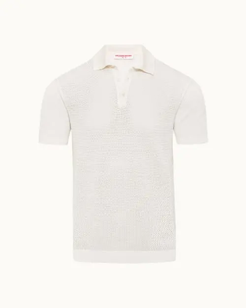 Orlebar Brown Burnham Tailored Fit Tie Stitch Knit Polo Shirt