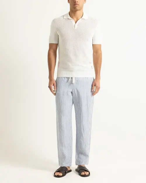 Orlebar Brown Burnham Tailored Fit Tie Stitch Knit Polo Shirt