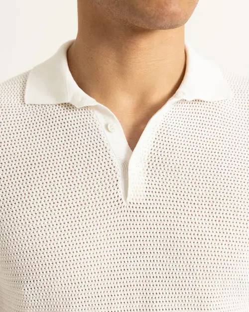 Orlebar Brown Burnham Tailored Fit Tie Stitch Knit Polo Shirt