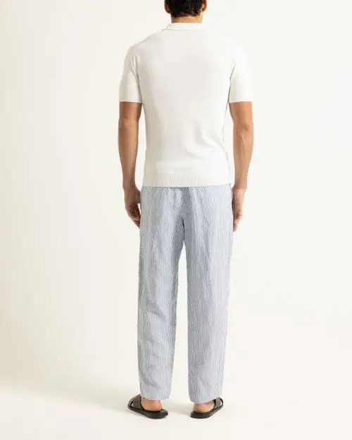 Orlebar Brown Burnham Tailored Fit Tie Stitch Knit Polo Shirt