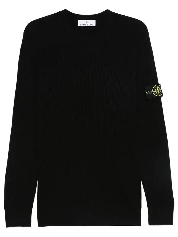 Stone Island Crew Neck Sweater With Ribbed Edges