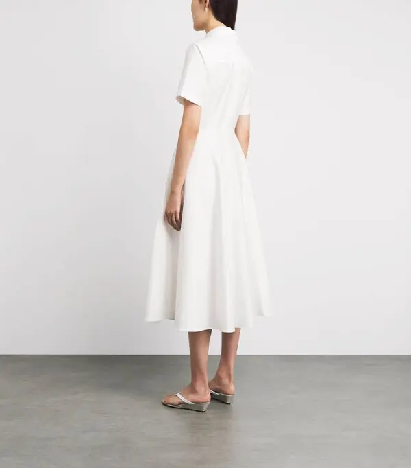 TOCCIN Megan Cotton Poplin Midi Shirt Dress With Tie Waist - White