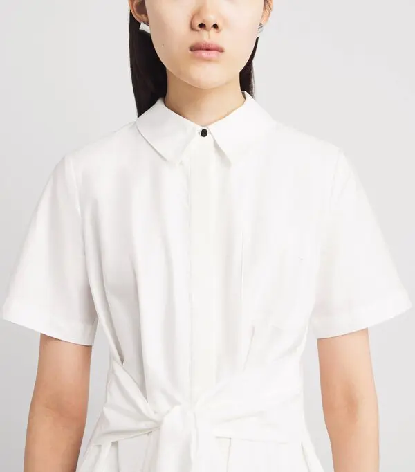 TOCCIN Megan Cotton Poplin Midi Shirt Dress With Tie Waist - White