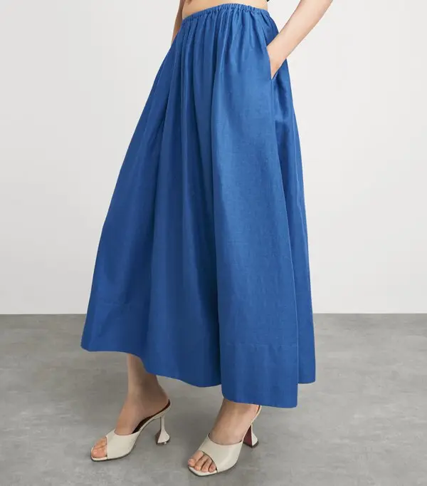 TOCCIN Linen-cotton Imogen Midi Skirt