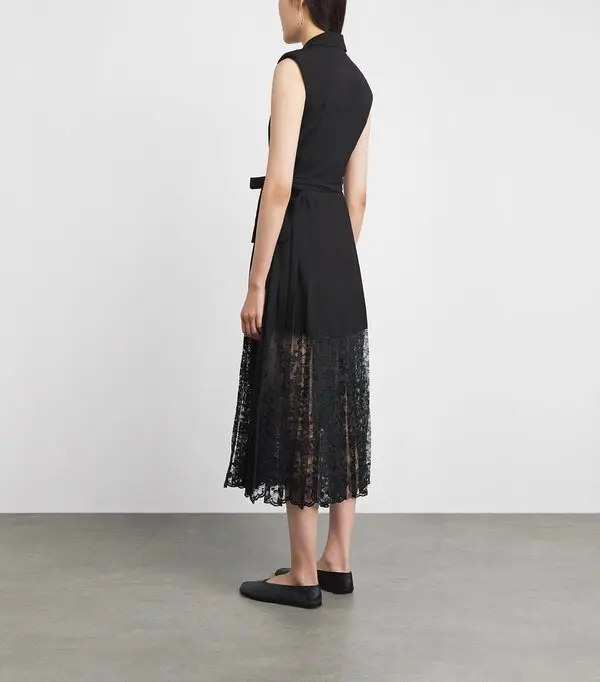 Sandro Sleeveless Lace-detail Blazer Midi Dress