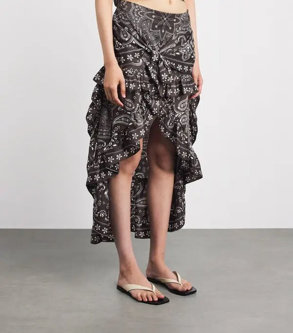 Sandro Asymmetrical Midi Skirt With Paisley Print