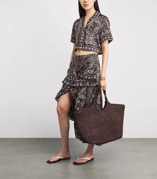 Sandro Satin Bandana Cropped Shirt - Brown